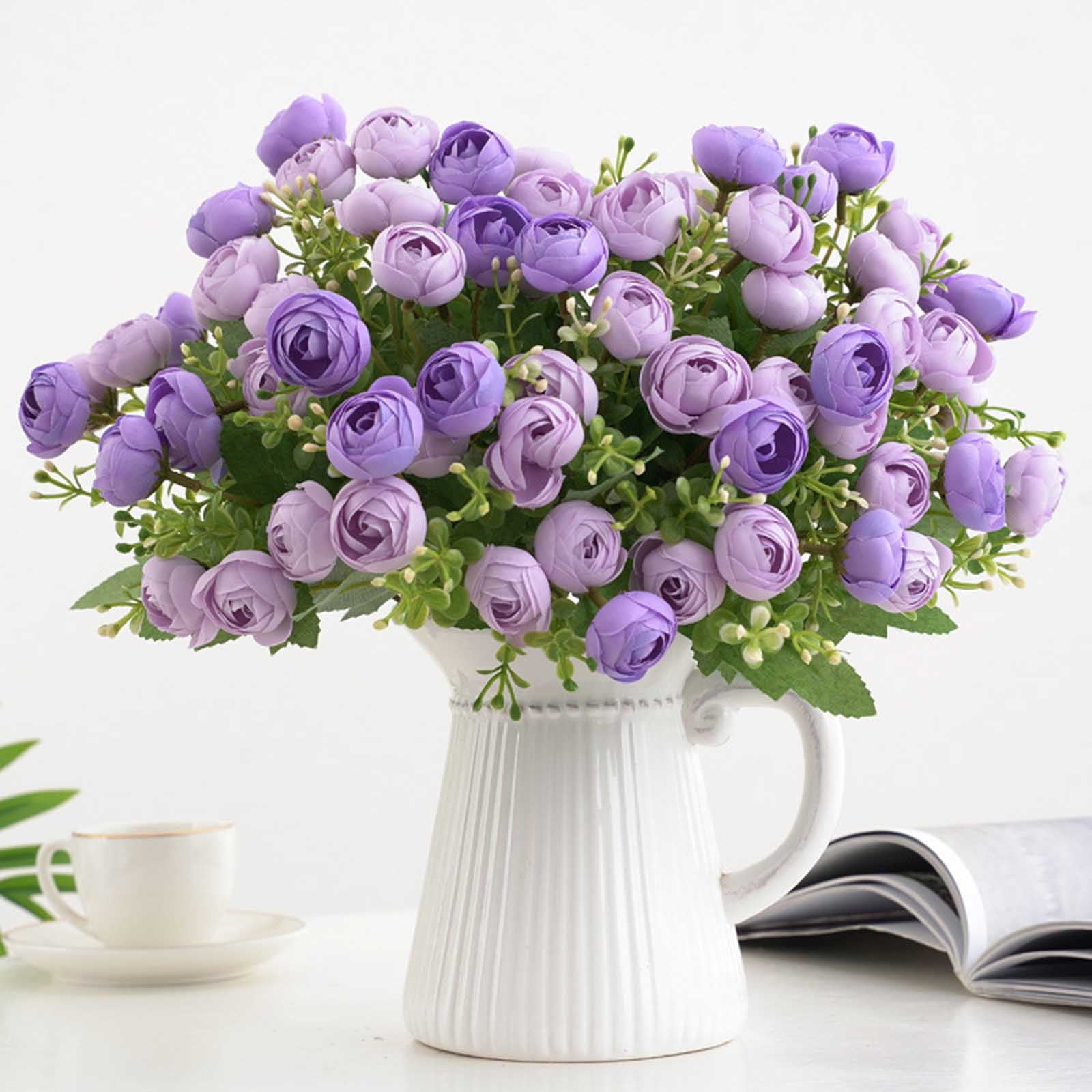 RKZDSR Beautiful Artificial Silk Flowers Bouquet - Realistic Fake ...