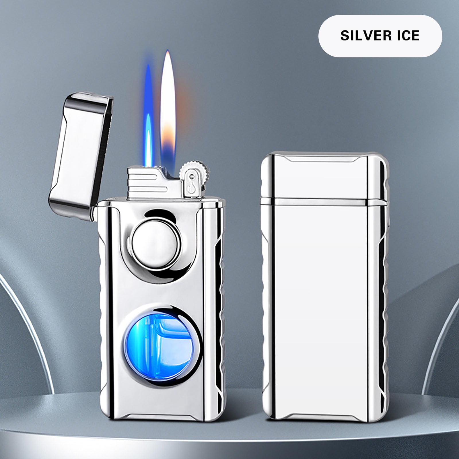 RKZDSR Creative Windproof Gas Torch Lighter: Dual Flame with Visible ...