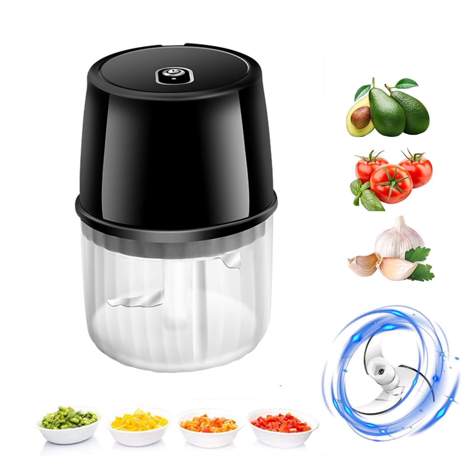 RKZDSR Electric Garlic Chopper and Mincer - 250ML Capacity, Vegetable ...