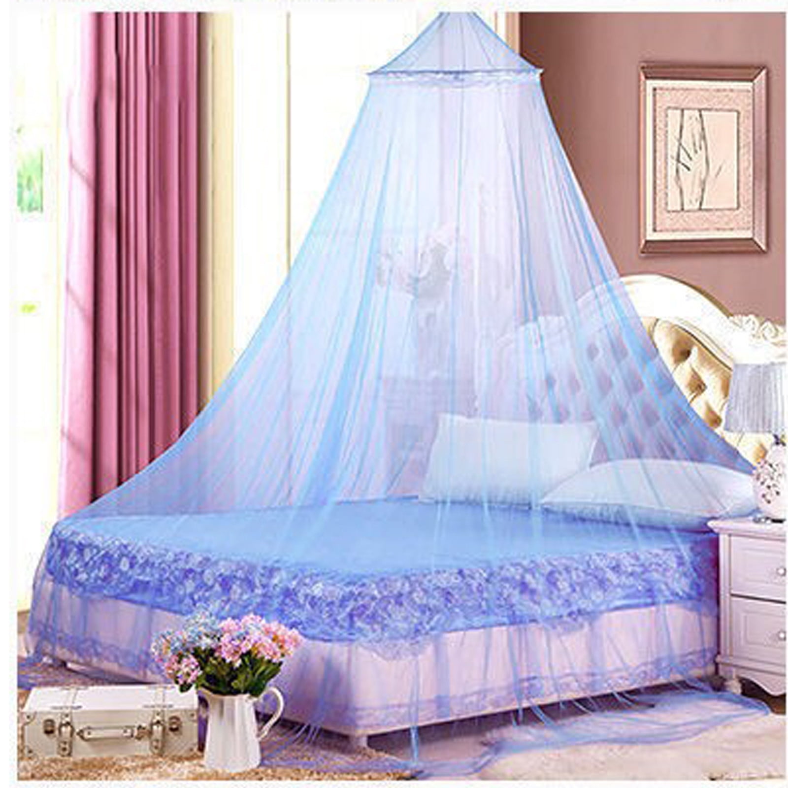 RKZDSR Elegant White Round Lace Insect Bed Canopy: Dome Mosquito ...
