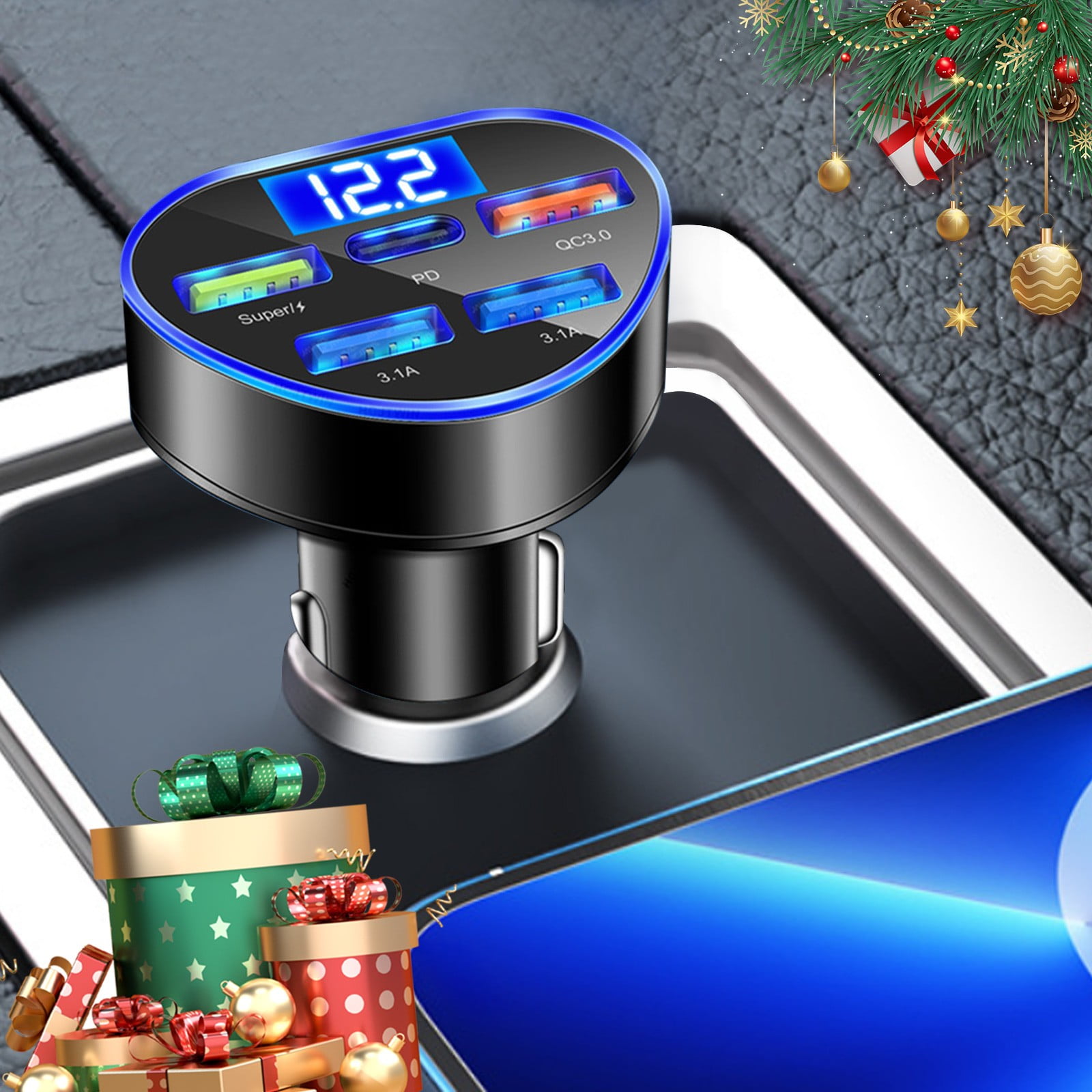 RKZDSR Fast Charging Car Charger with Digital Display, Voltage ...