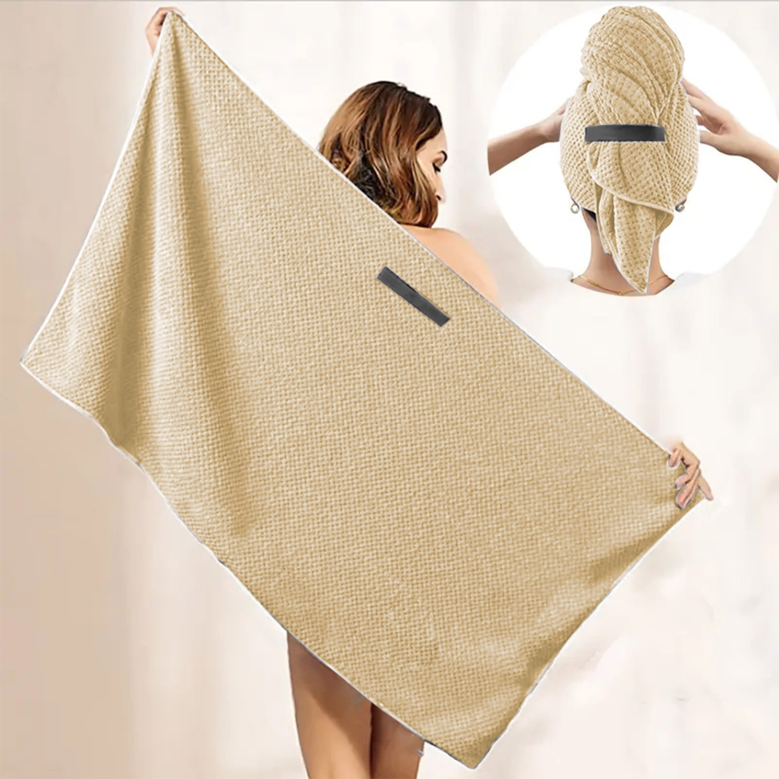 RKZDSR Fast Drying Microfiber Hair Towel Wrap with Elastic Strap ...