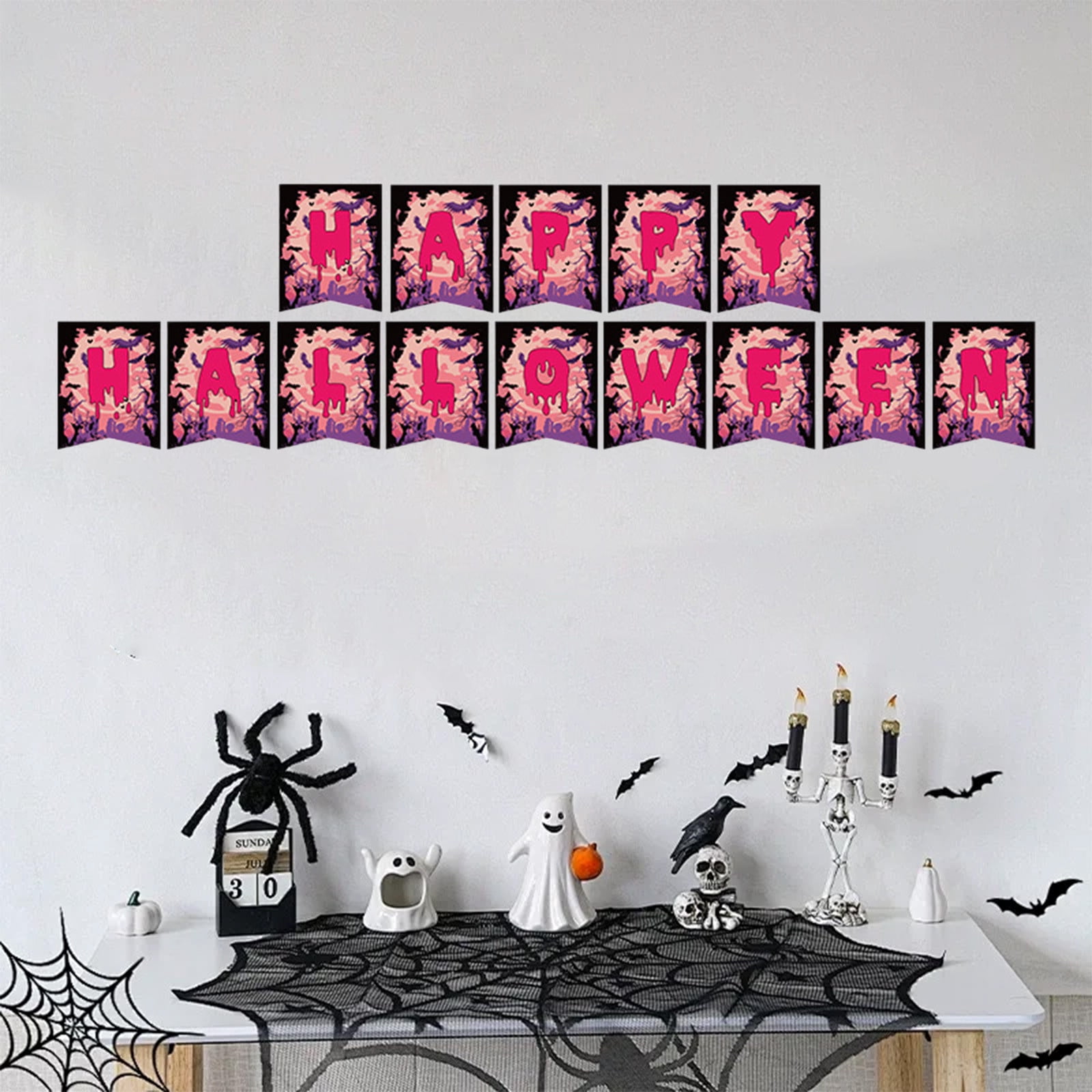 RKZDSR Halloween Decorative Flag Banners with Bat Patterns - Perfect ...