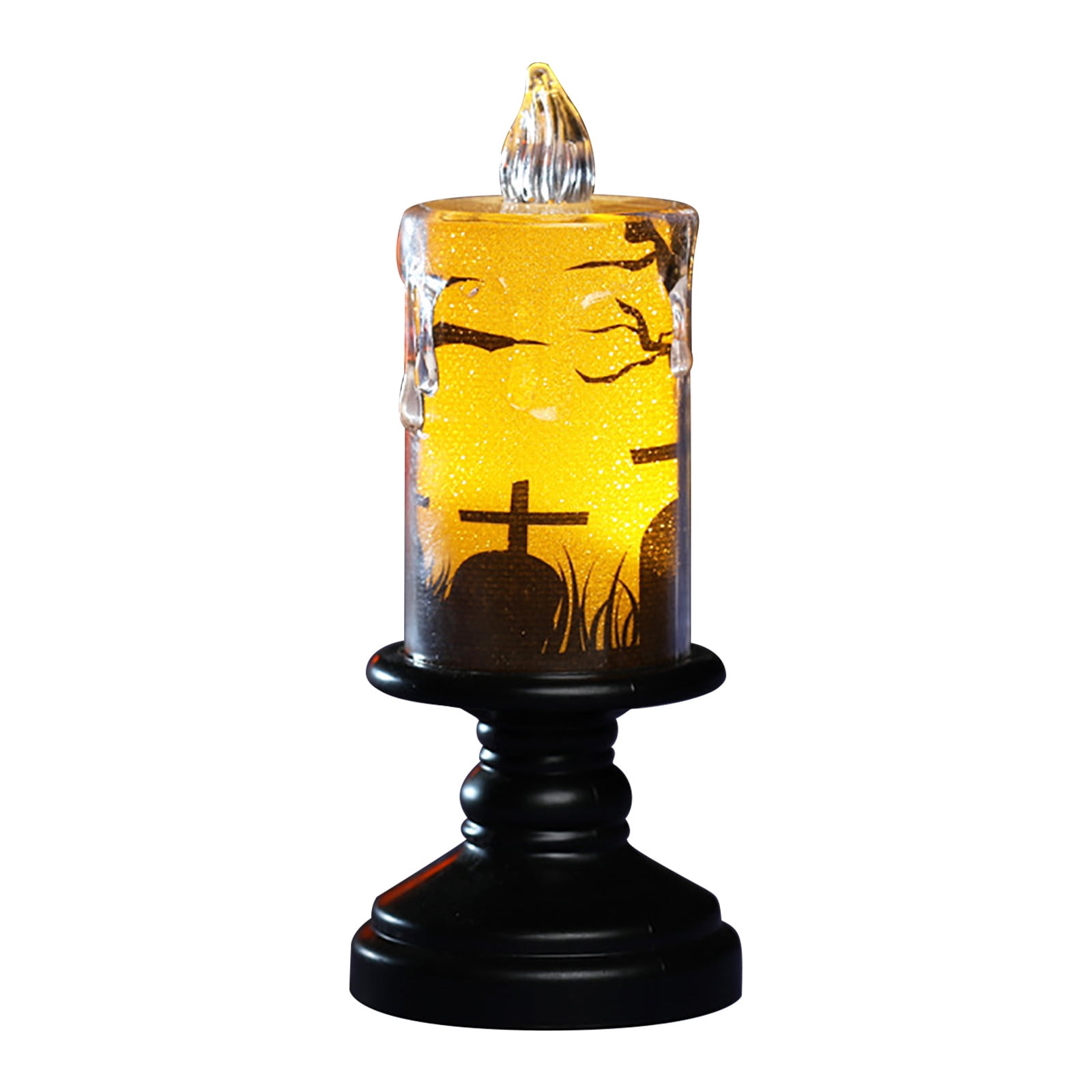 RKZDSR Halloween Flameless Candle Snow Globe Battery Operated, Yellow ...