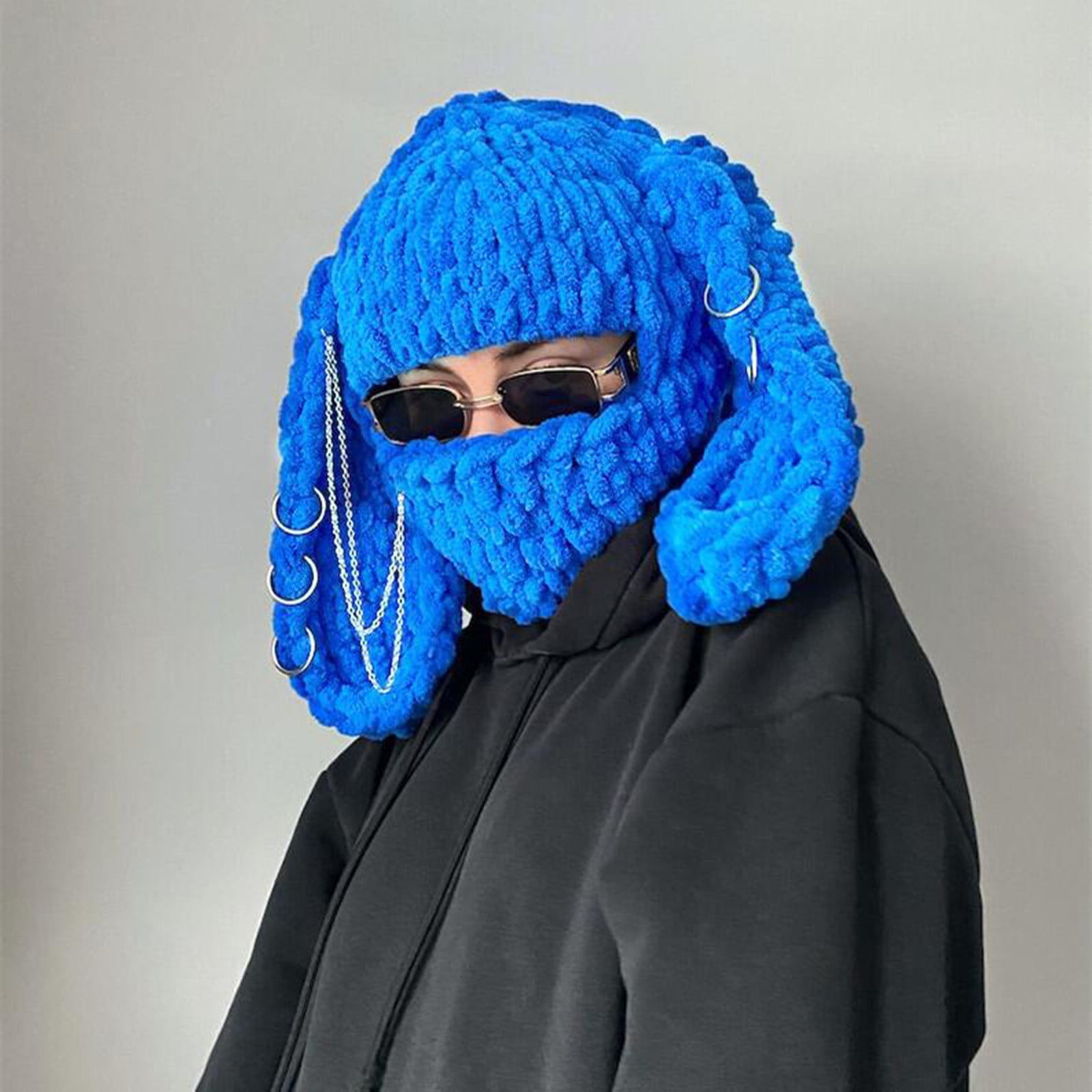 RKZDSR Head Cover New Sweet Cool Wind Hat Hand-knitted Plush Hat Big ...