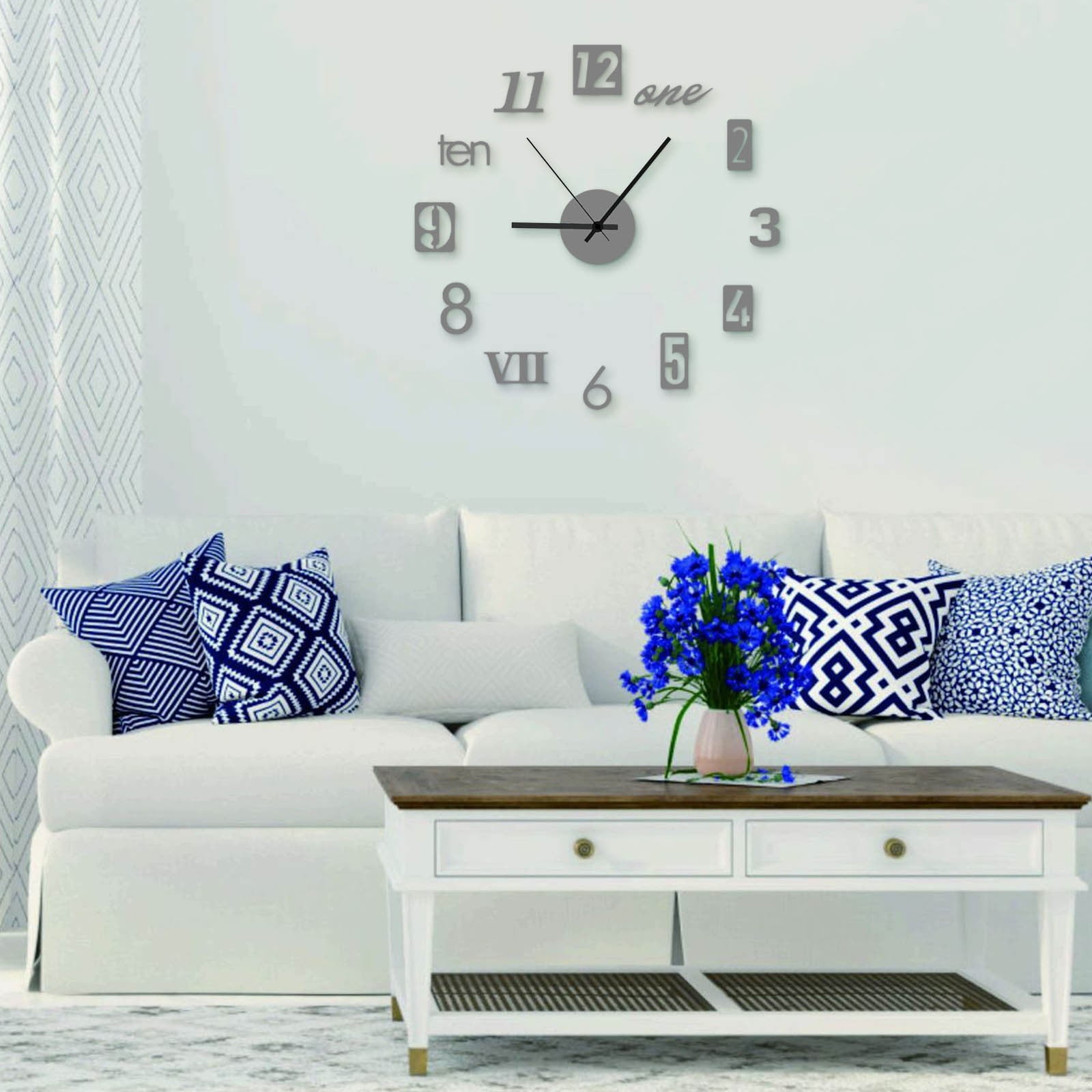 RKZDSR Large Wall Clock Watch DIY Sticker Wall Clocks Pared Home ...