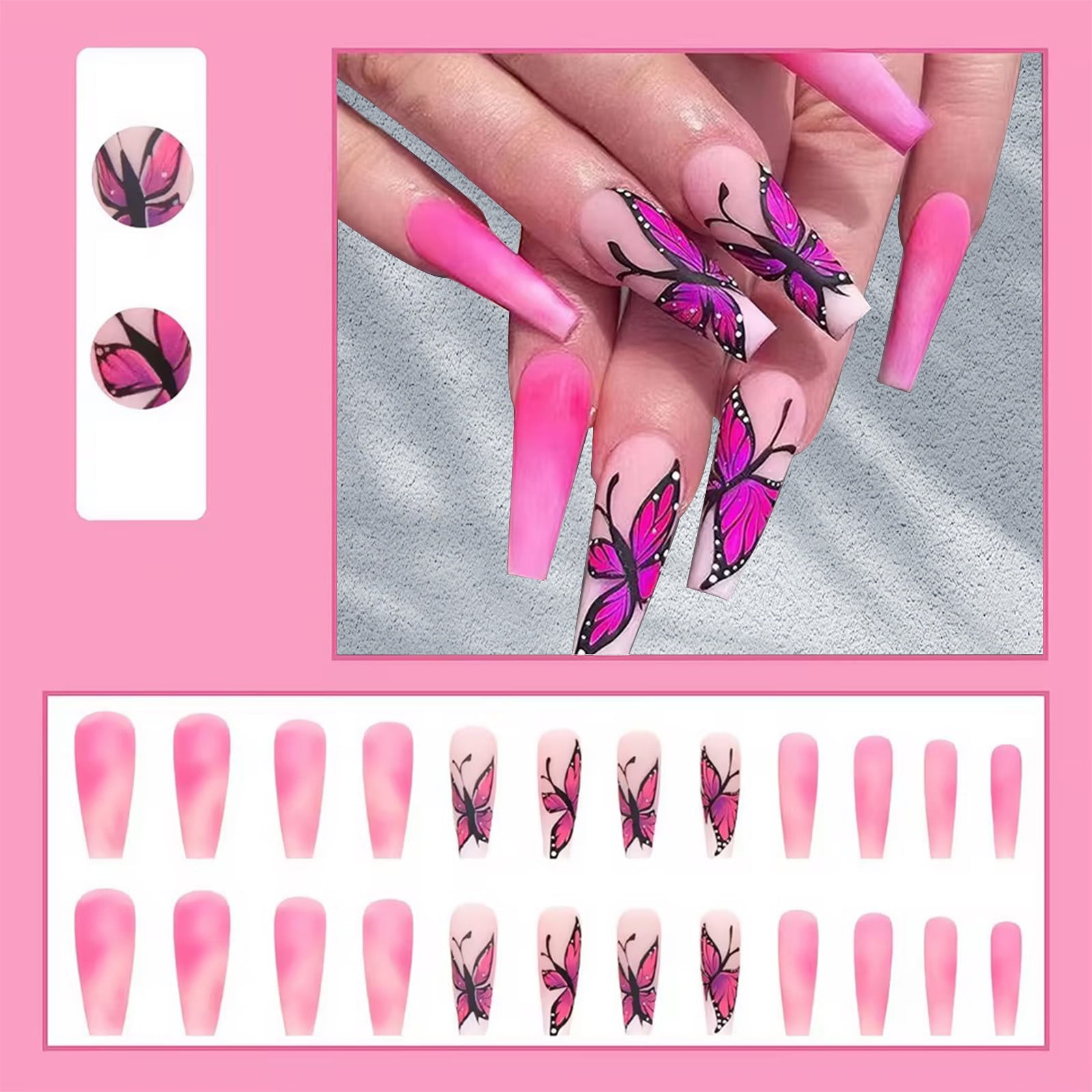 RKZDSR Medium Length Press-on Nails, 24 Tablets Of Fake Nails With ...