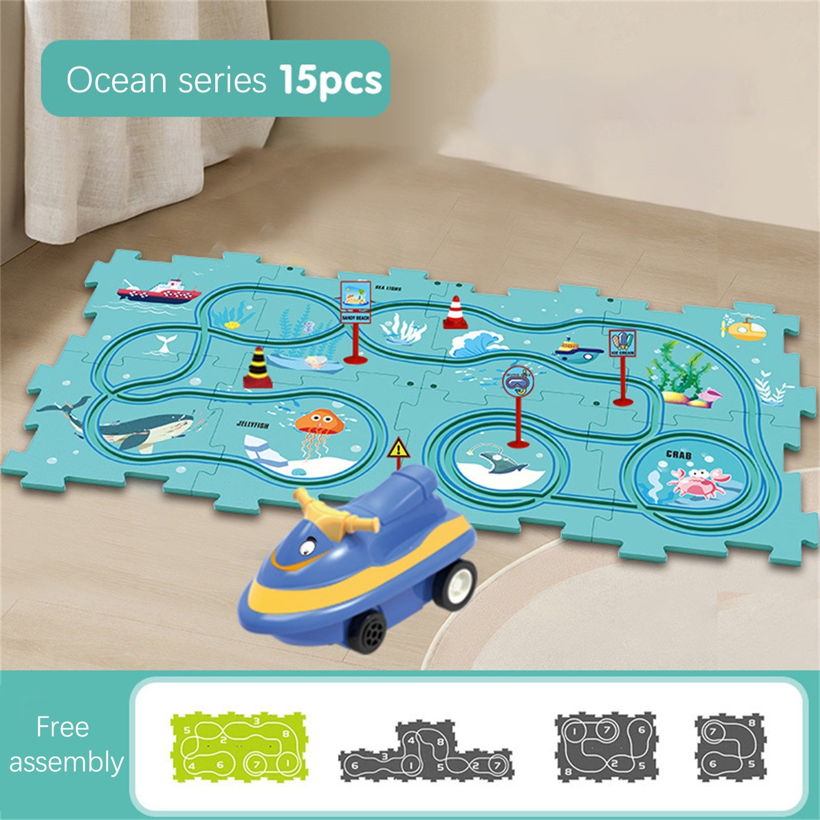 RKZDSR Montessori DIY Electric Cart Assembly Track Game Set ...