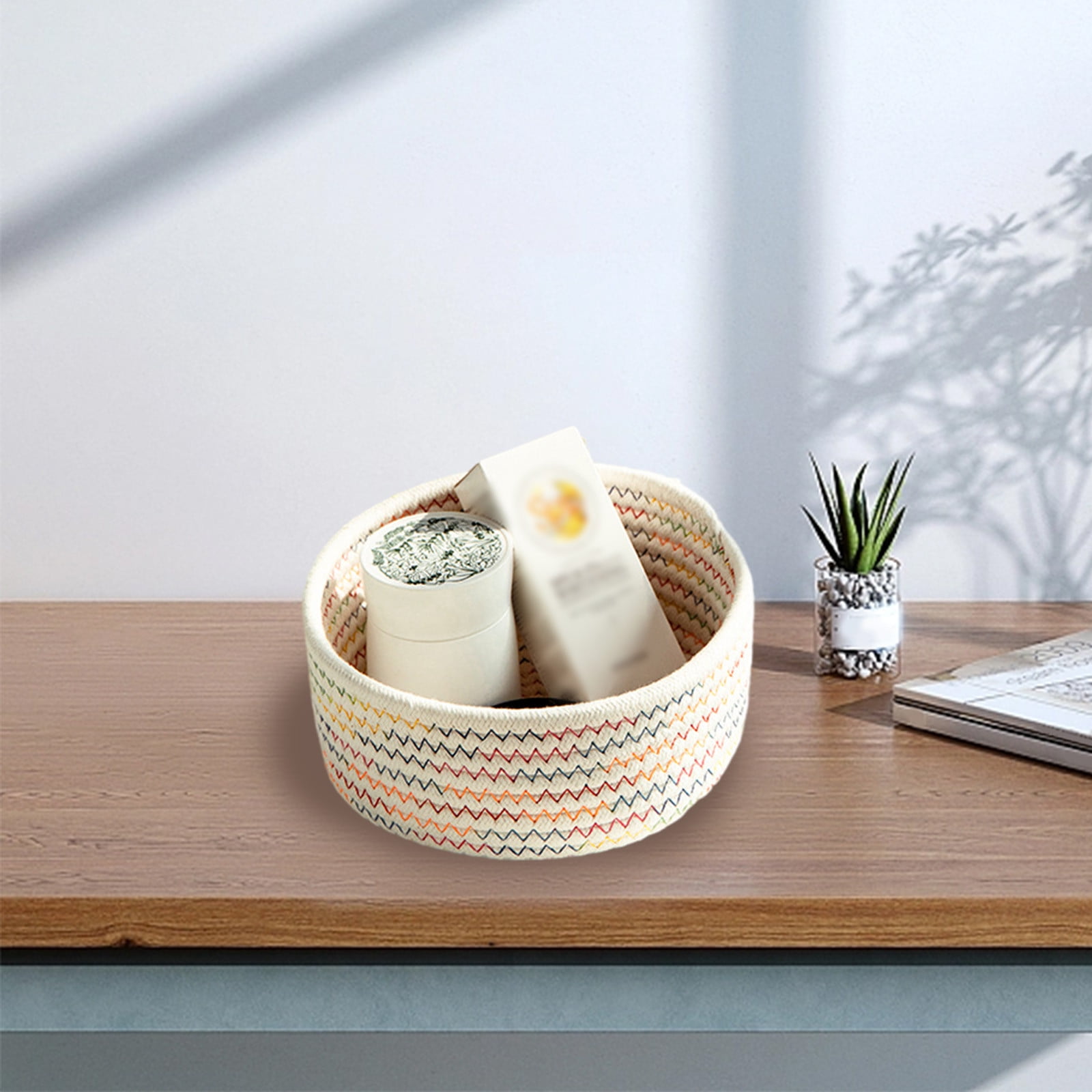 RKZDSR Portable Round Woven Storage Baskets: Decorative Soft Cotton ...