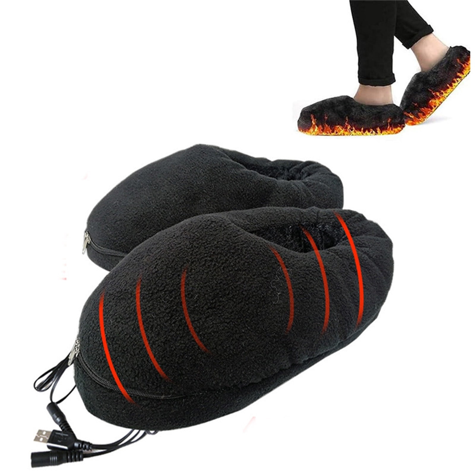 RKZDSR Slippers Foot Warmers: USB Electric Heated Slippers Plush Warm ...
