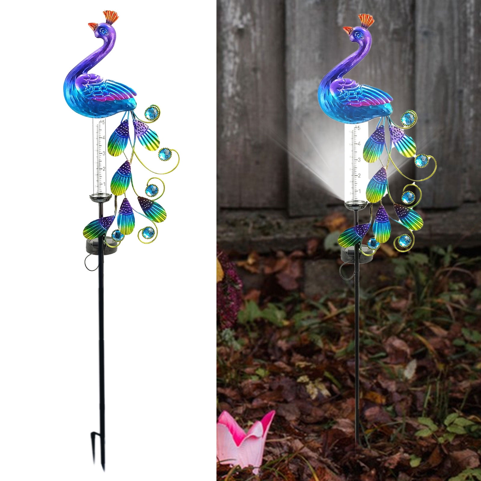 RKZDSR Solar-Powered Garden Stake Decor with 16 Warm LED Lights - Metal ...
