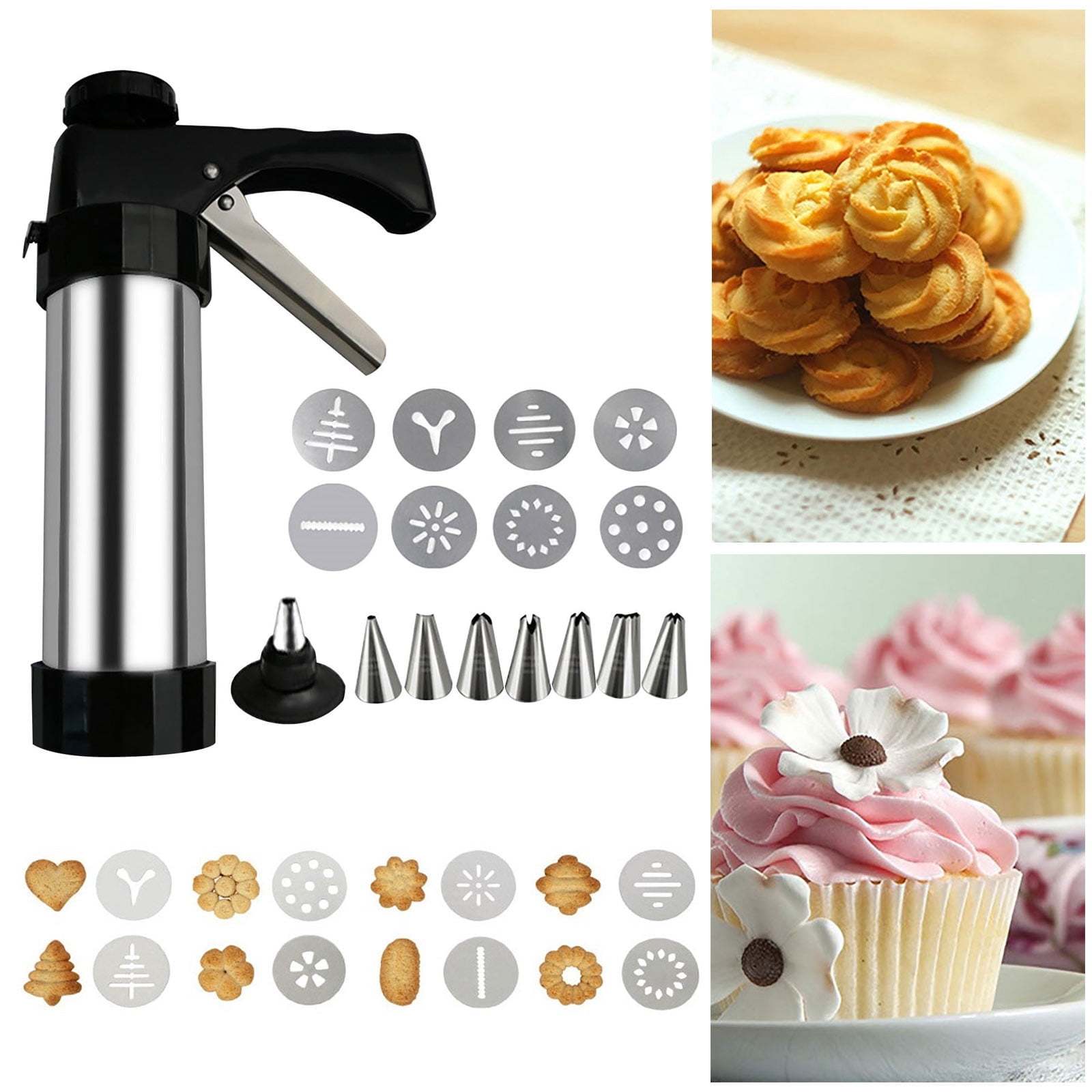 RKZDSR Stainless Steel Cake Decorating Gun Set with 8 Flower and 8 ...