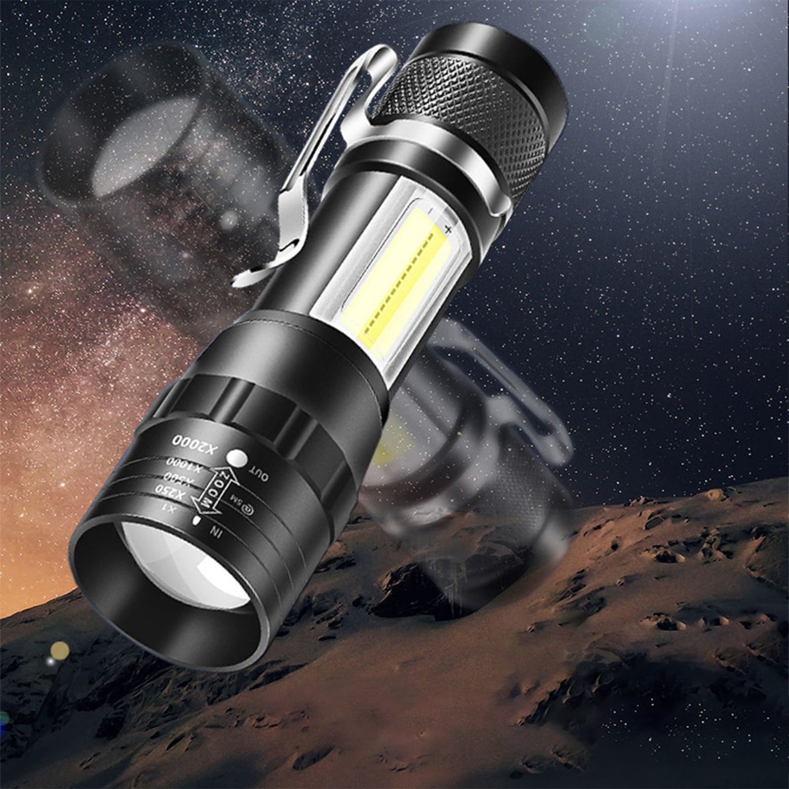 RKZDSR Super Bright LED Flashlight, 1000 Lumens, Zoomable, Rechargeable ...