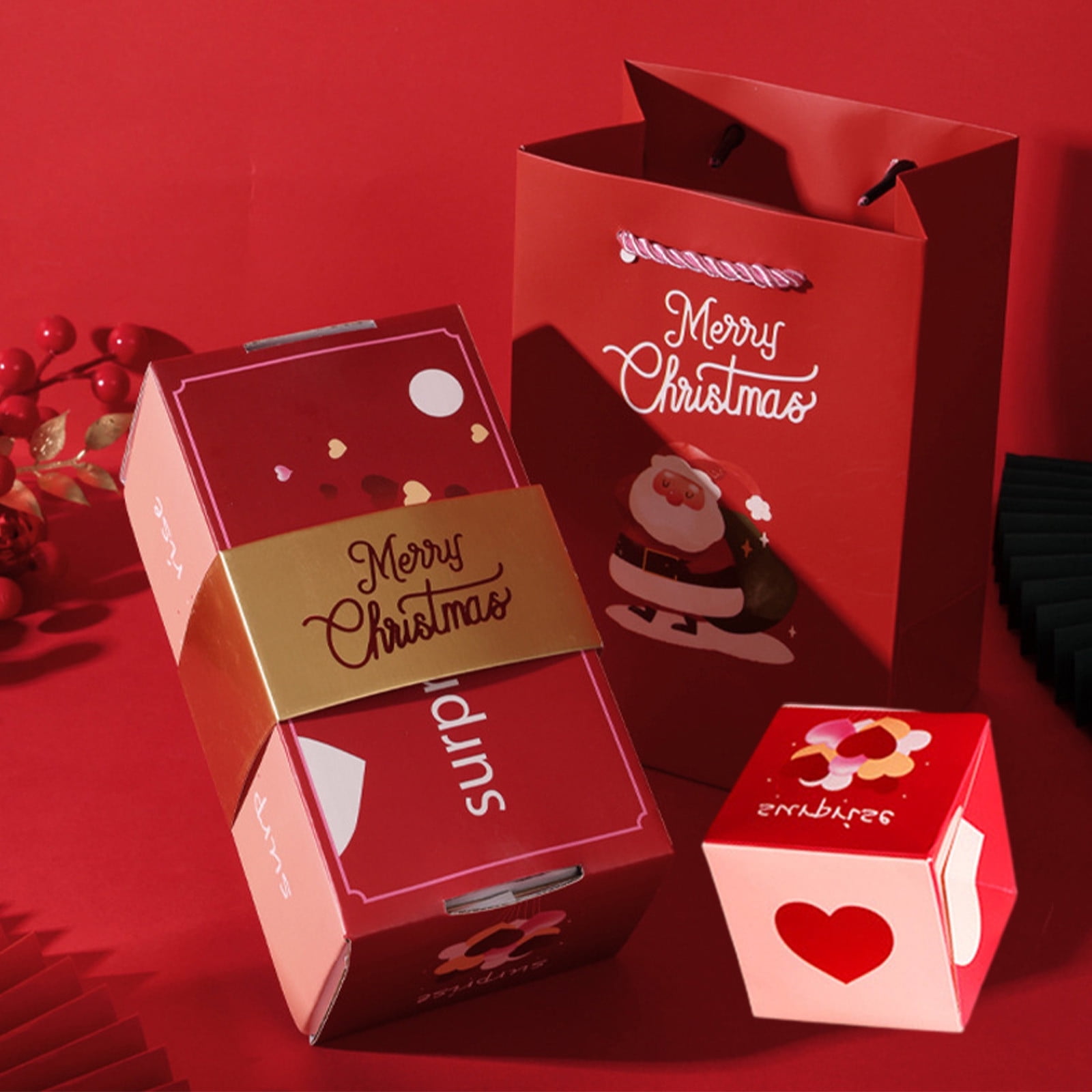 RKZDSR Surprise Christmas Box, Unique Red Gift Boxes Set, Surprise Gift ...
