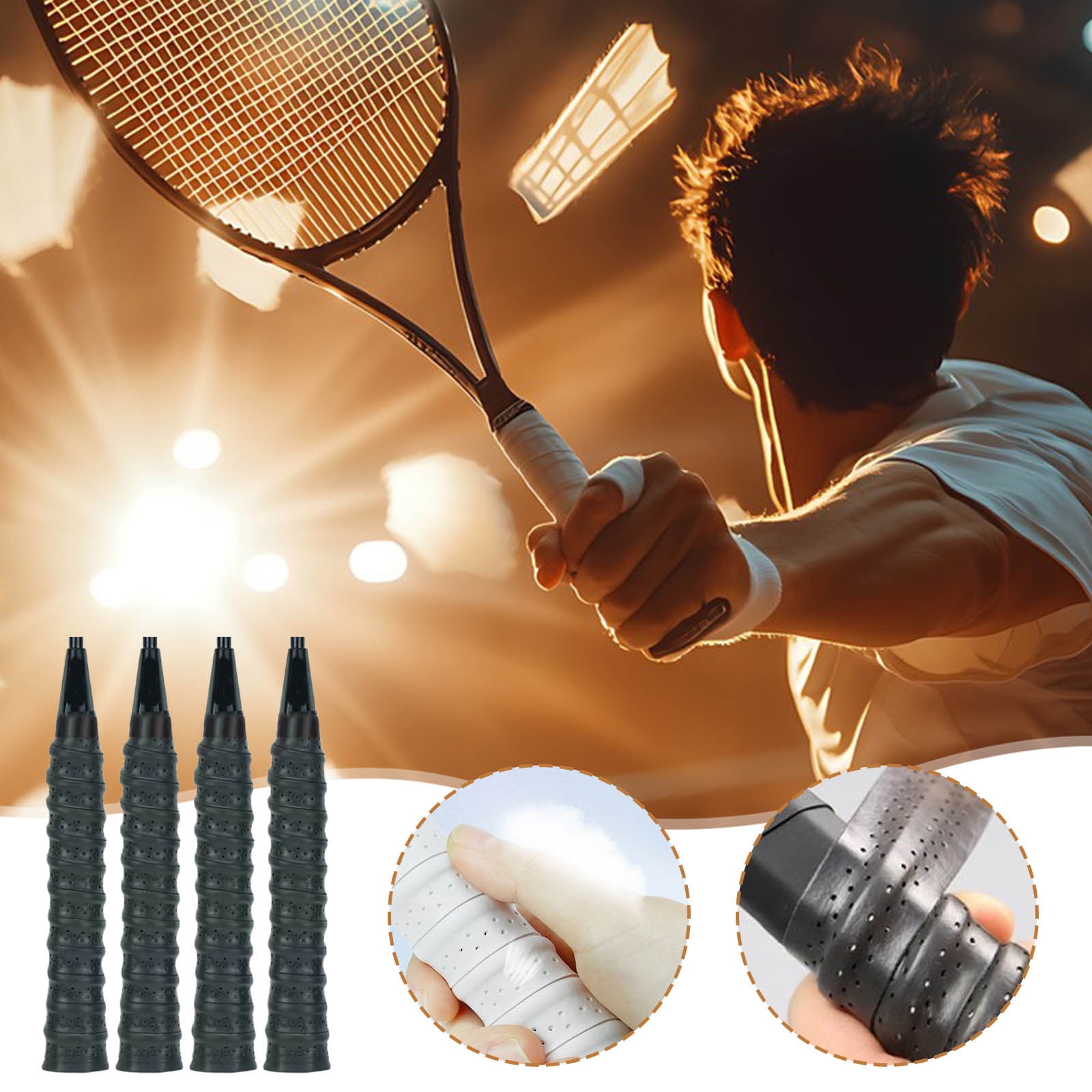 RKZDSR 4pcs Anti-Slip Sweat-Absorbing Tennis Racket Grip Tape - Comfort ...