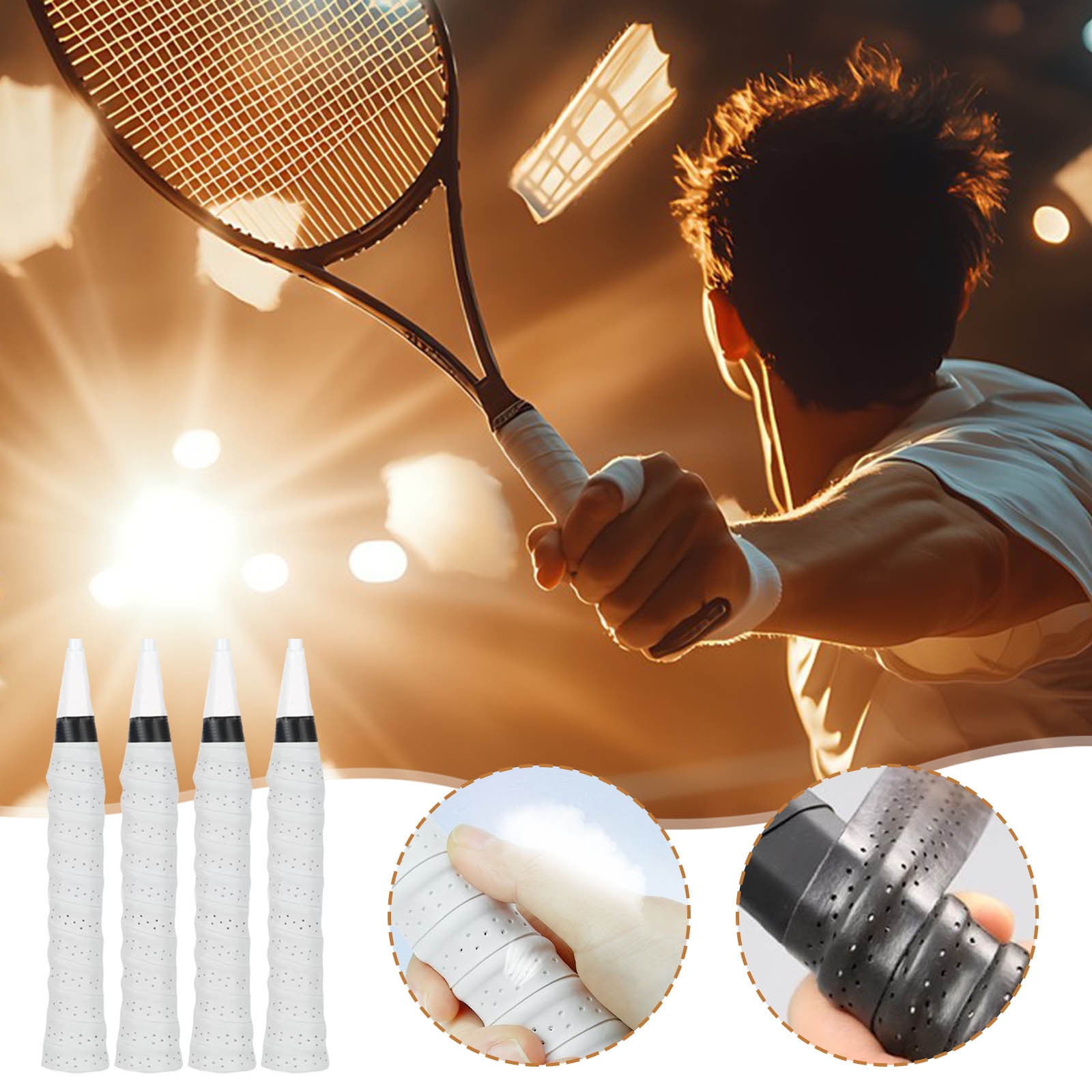 RKZDSR 4pcs Anti-Slip Sweat-Absorbing Tennis Racket Grip Tape - Comfort ...