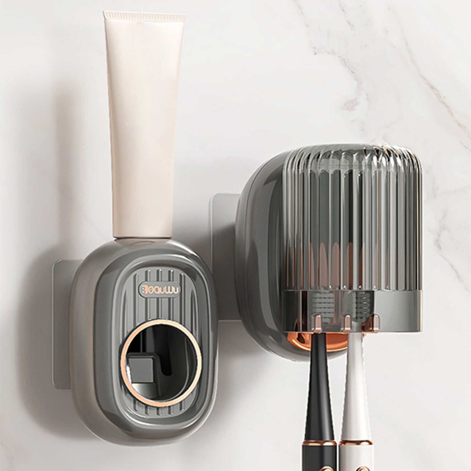 RKZDSR Wall-mounted Toothbrush Holder with Mouthwash Cup and Automatic ...