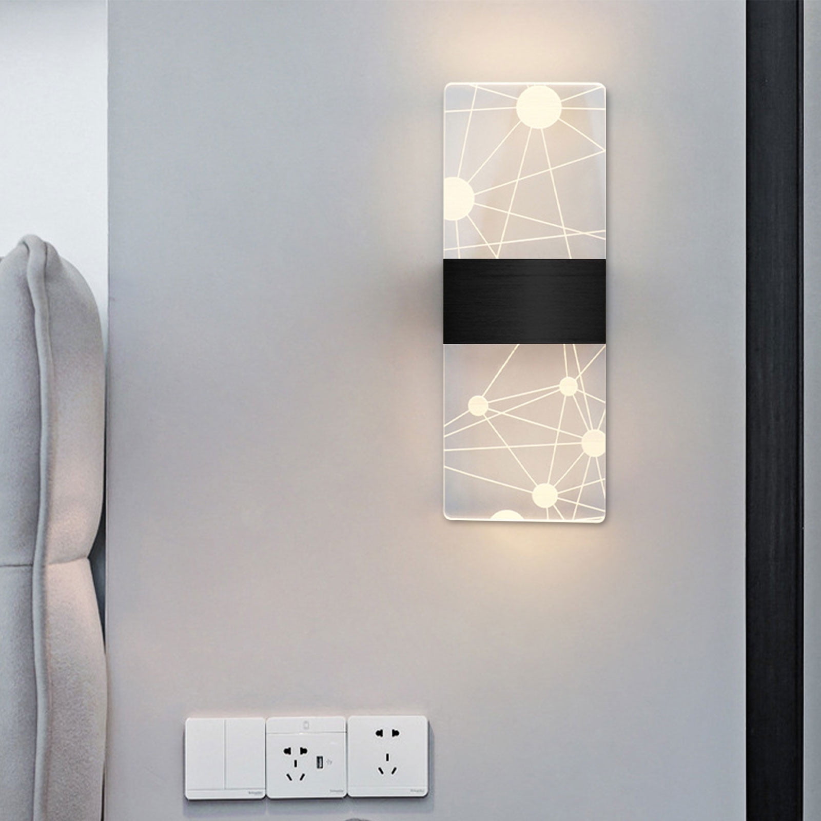 RKZDSR Wired Acrylic Wall Light, Modern Warm LED Wall Light, Luxury Indoor Golden Wall Light For ...