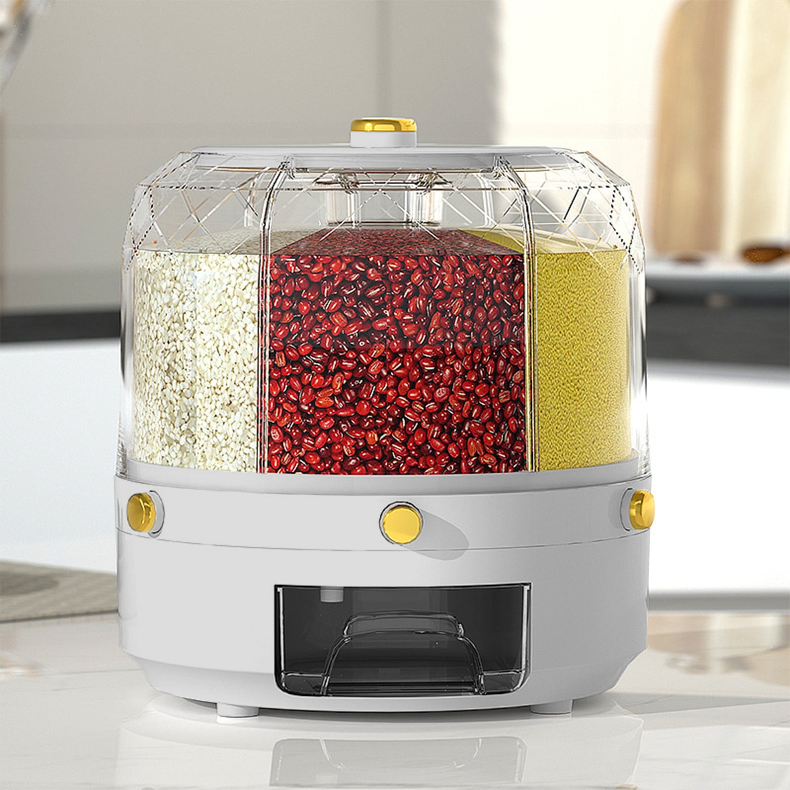 RLATCR Grain Storage Container Dispenser 360° rotating food dispenser ...