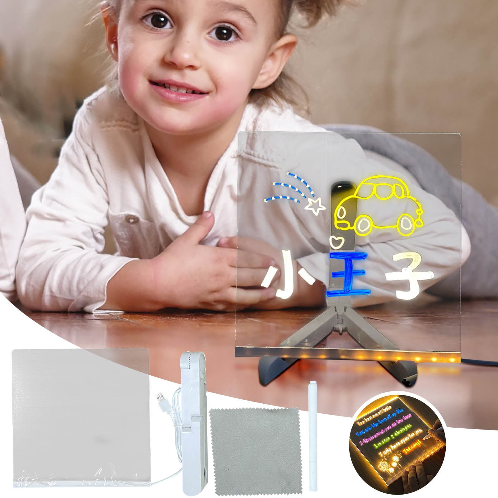 RLATCR LED Note Board with Colors、Light up Acrylic Message Board、LED ...