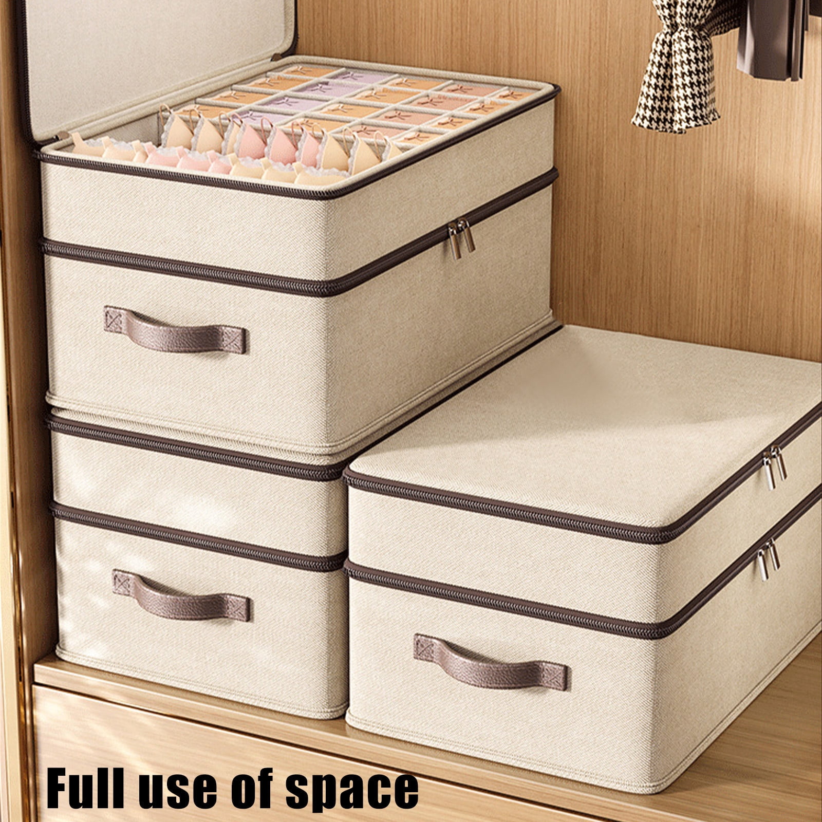 RLATCR Large Storage Bins with Lid Fold Storage Bags Handle Zipper ...