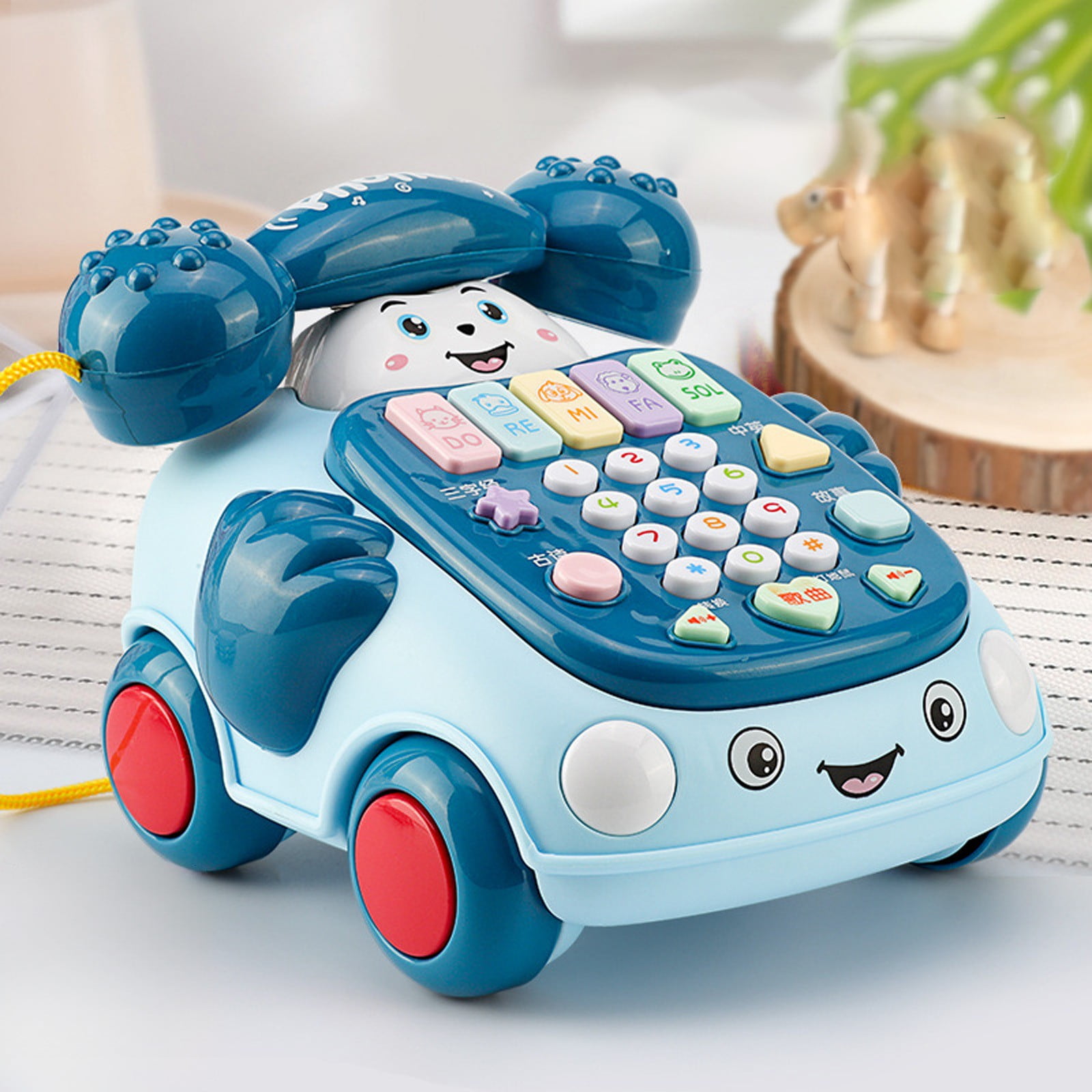 RLATCR Toddler Pull Toy Chatter Telephone Pretend Phone with Rotary ...