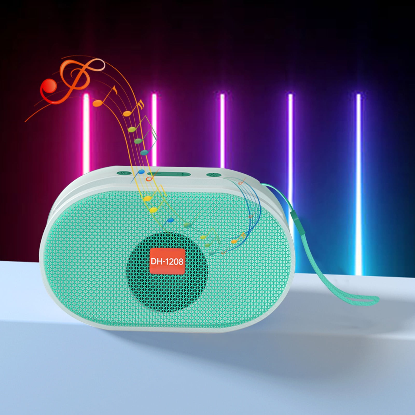 RLATCR Wireless Bluetooth Speaker with Color Ambiance Light, Subwoofer ...