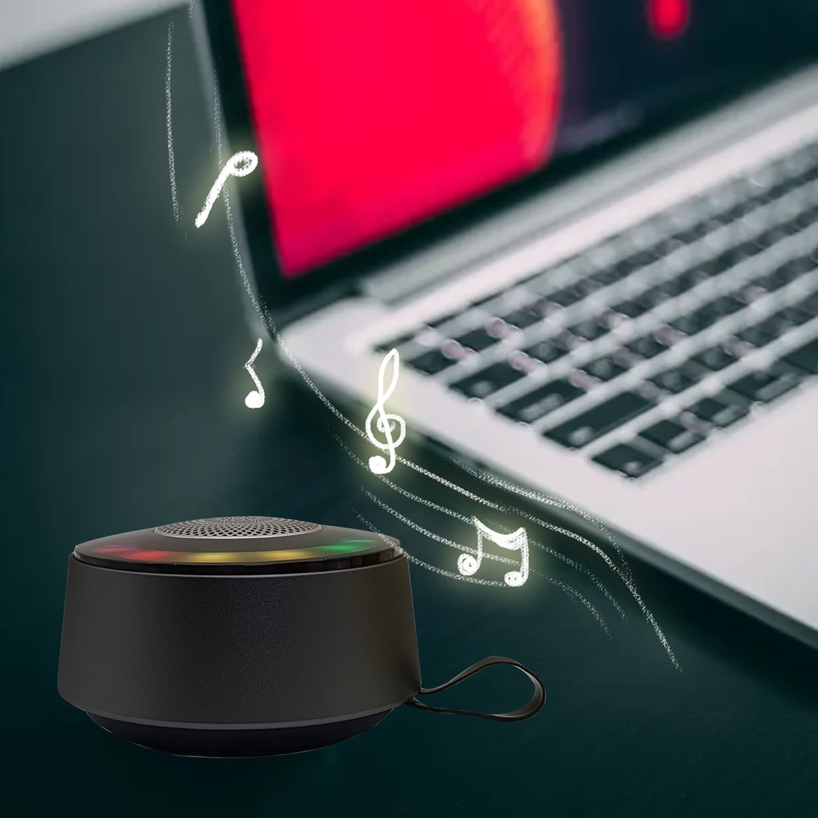 RLATCR Wireless Bluetooth Speaker, Outdoor Portable LED Color Lights ...