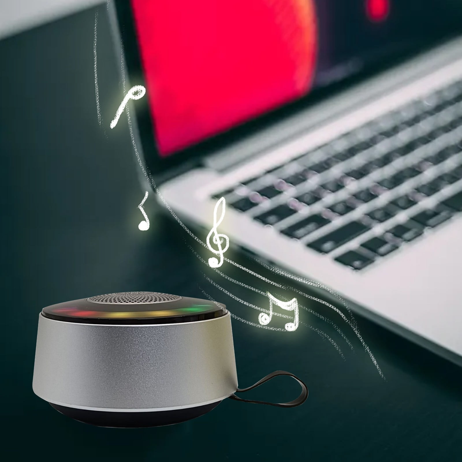 RLATCR Wireless Bluetooth Speaker, Outdoor Portable LED Color Lights ...