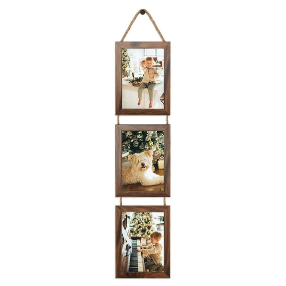 RLAVBL 5x7 Picture Frame Collage Wall Hanging Photo Frames, Brown ...
