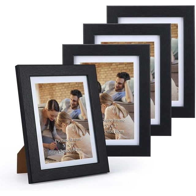 RLAVBL 5x7 Black Photo Frame Set, Wall/Desk Display, 6x8 w/o Mat ...
