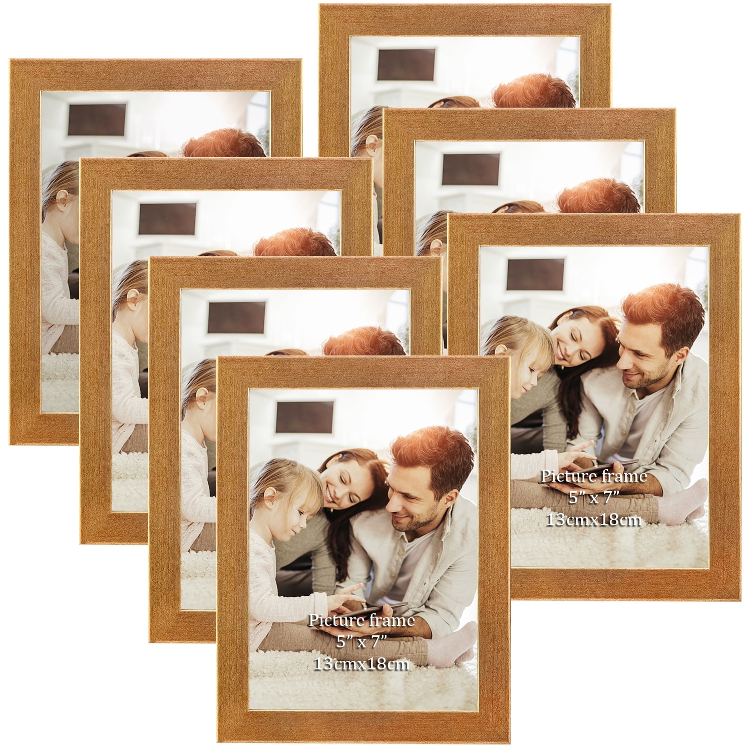 RLAVBL 5x7 Front Opening Picture Frame Set of 7, Gold Frames for ...