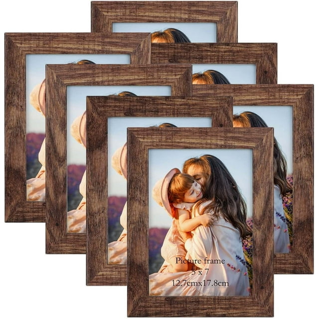 RLAVBL Set of 7 Wood Frames: Rustic 5x7 Picture Display for Wall or Tabletop - Walmart.com