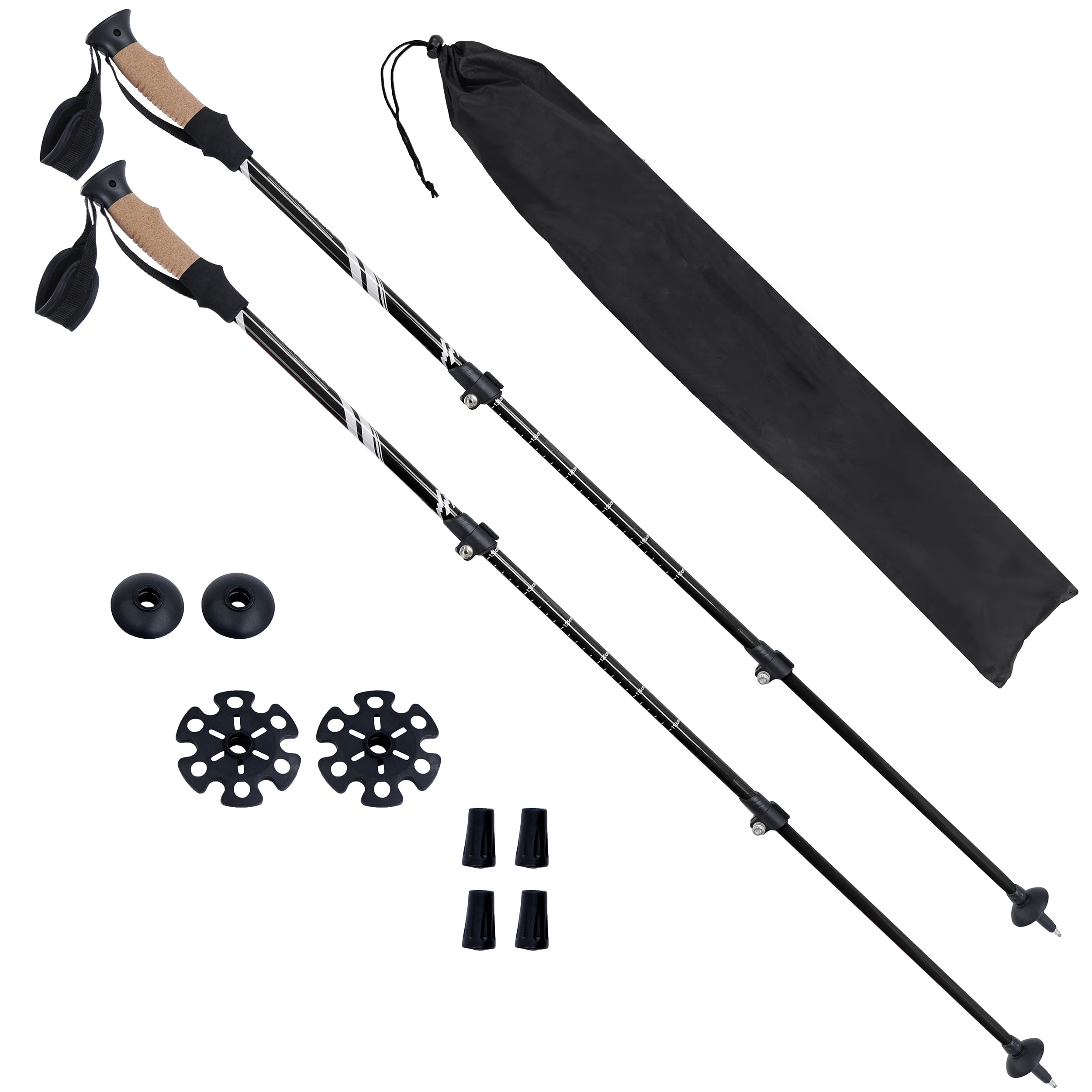 RLC Trekking Poles Hiking Black Walking Sticks Pair Collapsible Trek ...