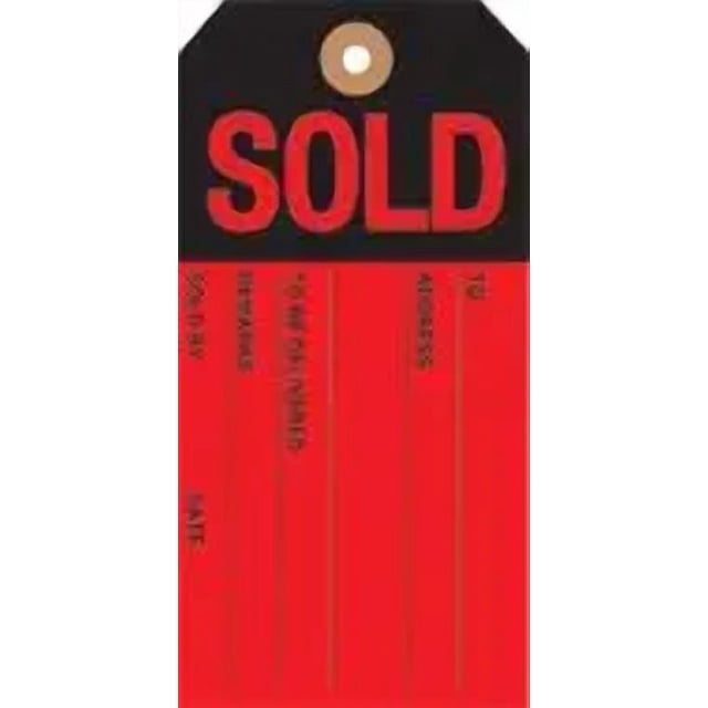 RLD200 Sold Tags Reinforced Red and Black 2 3/8" x 4 3/4" Pack of 100 ...