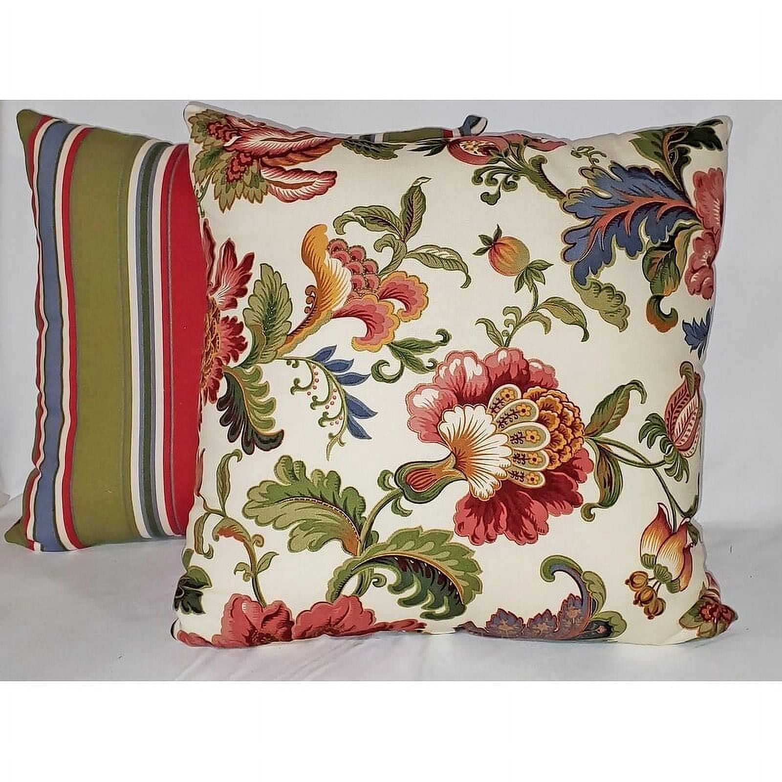 RLF HOME Decorative Twin Pack Noblesse Reversible Floral/Stripe Accent ...