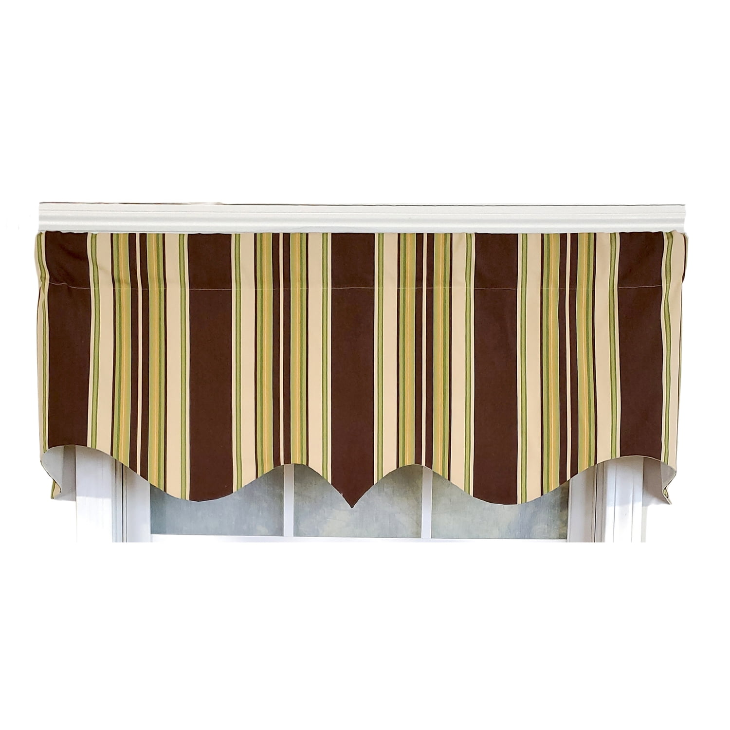RLF Home 3" Rod Pocket High Quality Fabric Aurelia Stripe Regal Valance ...