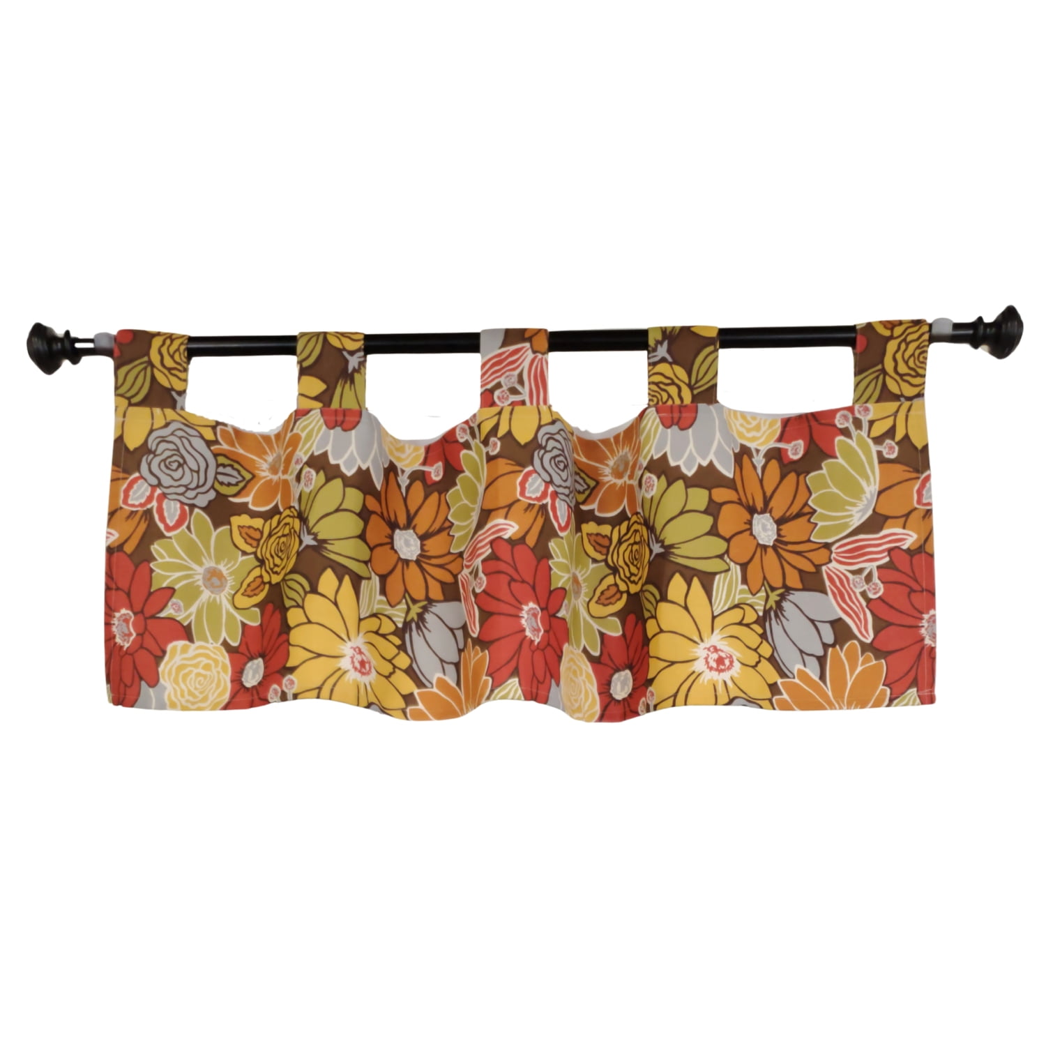 RLF Home 4" Top Tab High Quality Fabric Flormania Tab Valance for Windows 50" x 16" Multi ...