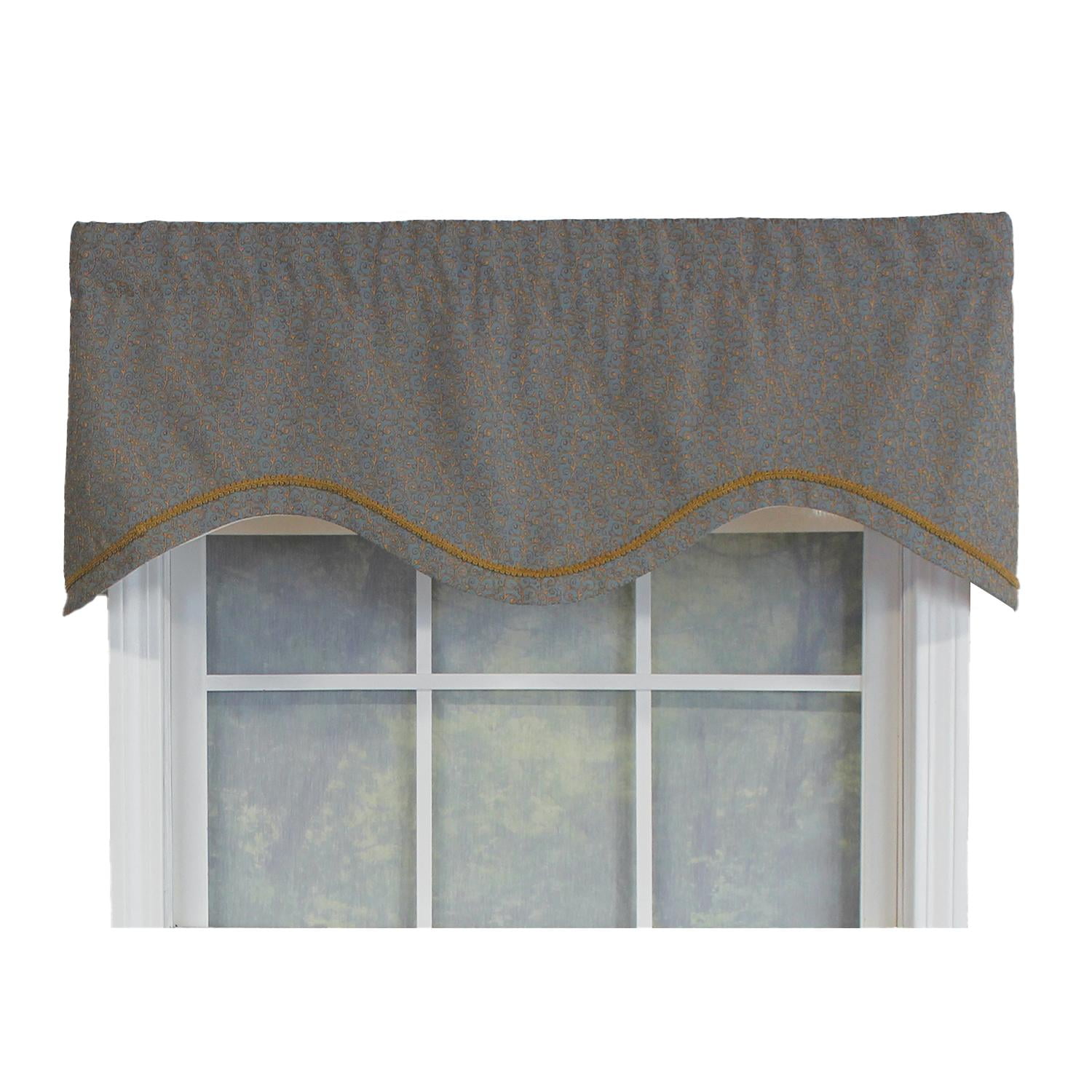 RLF Home Bluebell Trimmed Cornice 100% Cotton with Fully Lined 3" Rod ...