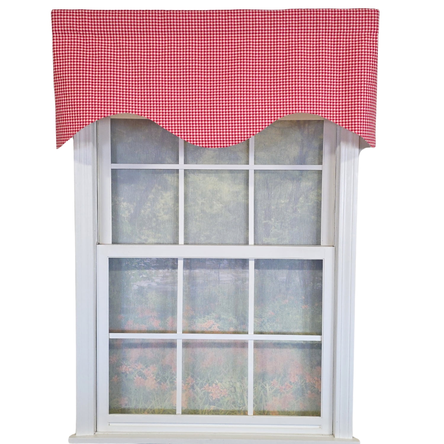 RLF Home Cherry Check Cornice Valance - 100% Cotton with Ivory Lining ...