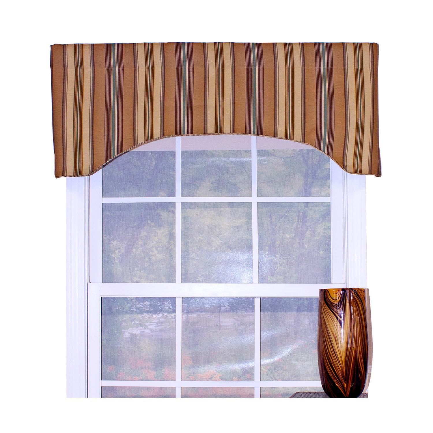 RLF Home Daria Stripe Corded Arch 100% Cotton with Fully Lined 3" Rod ...