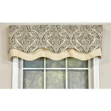 RLF Home Gianna Glory Valance White. 3" Rod Pocket, Layered, Trimmed ...