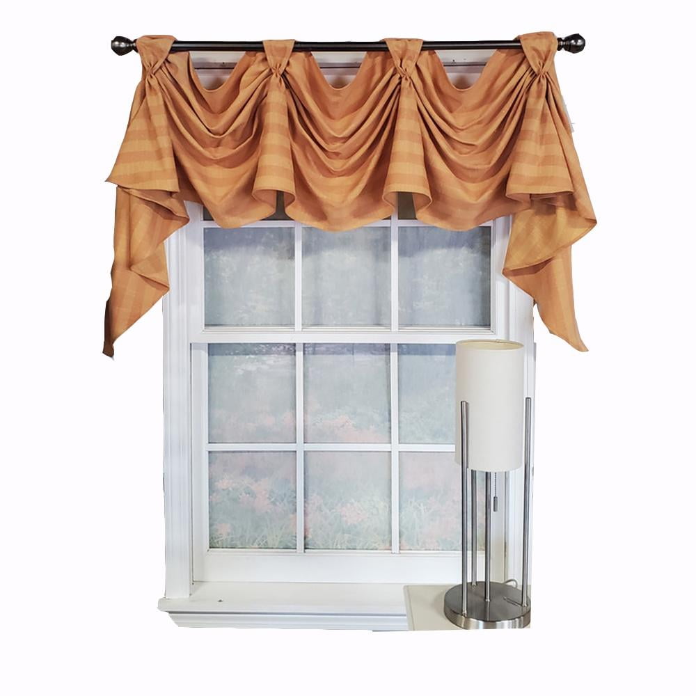RLF Home Modern Design Orange Lane Victory Swag 3-Scoop Window Valance ...