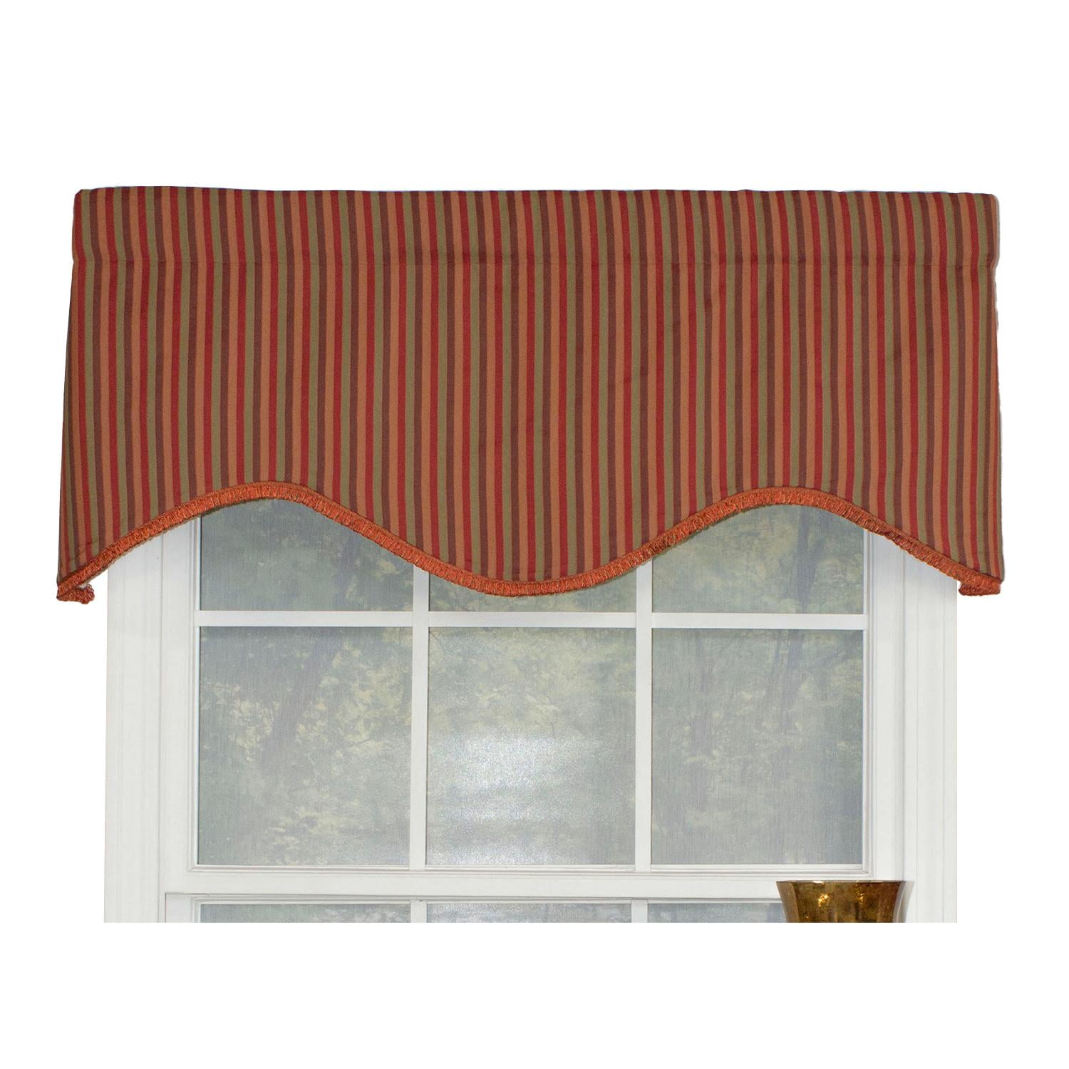 RLF Home Olivia Stripe Trimmed Cornice 100% Cotton with Fully Lined 3 ...
