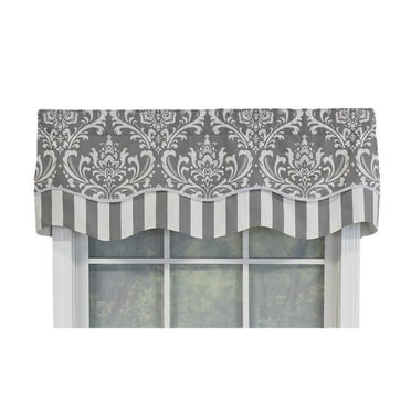 RLF Home Gianna Glory Valance White. 3" Rod Pocket, Layered, Trimmed ...