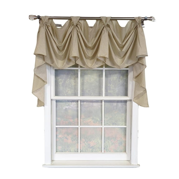 RLF Home Pin Stripe 3-S Victory 100% Cotton Tab Top Swag Window Curtain ...
