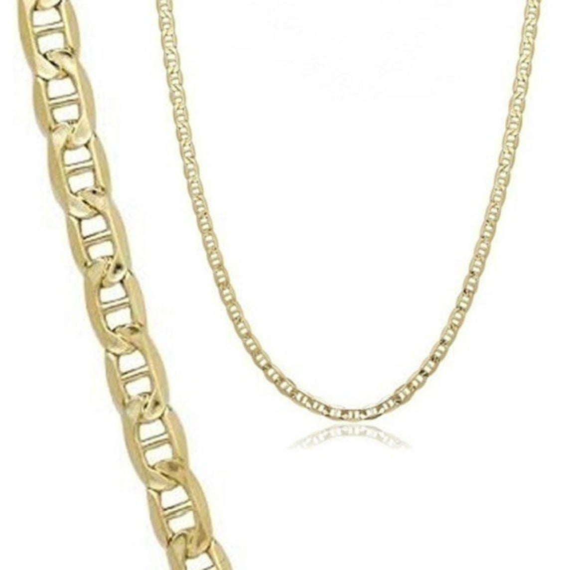 RM 14k Gold Mariner Link Chain Necklace 1.5MM Pure 14 Karat Gold ...
