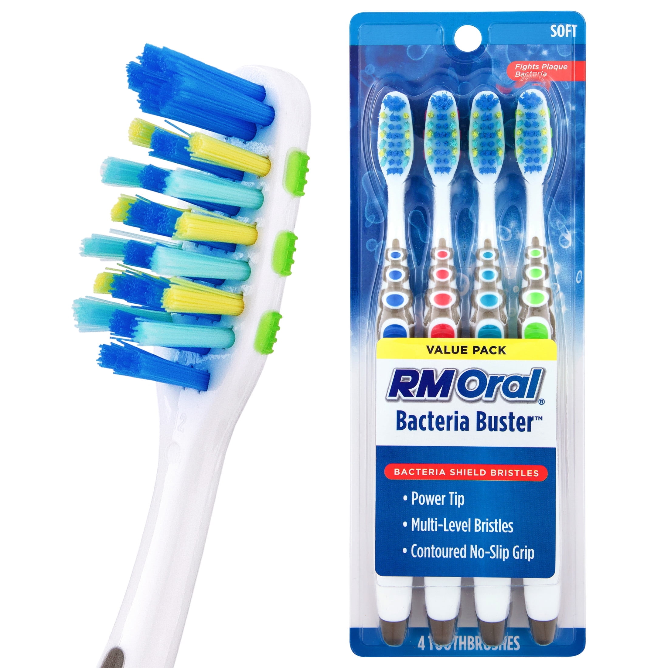 RM Oral Bacteria Buster Toothbrushes - Soft - 4 Ct. - Walmart.com