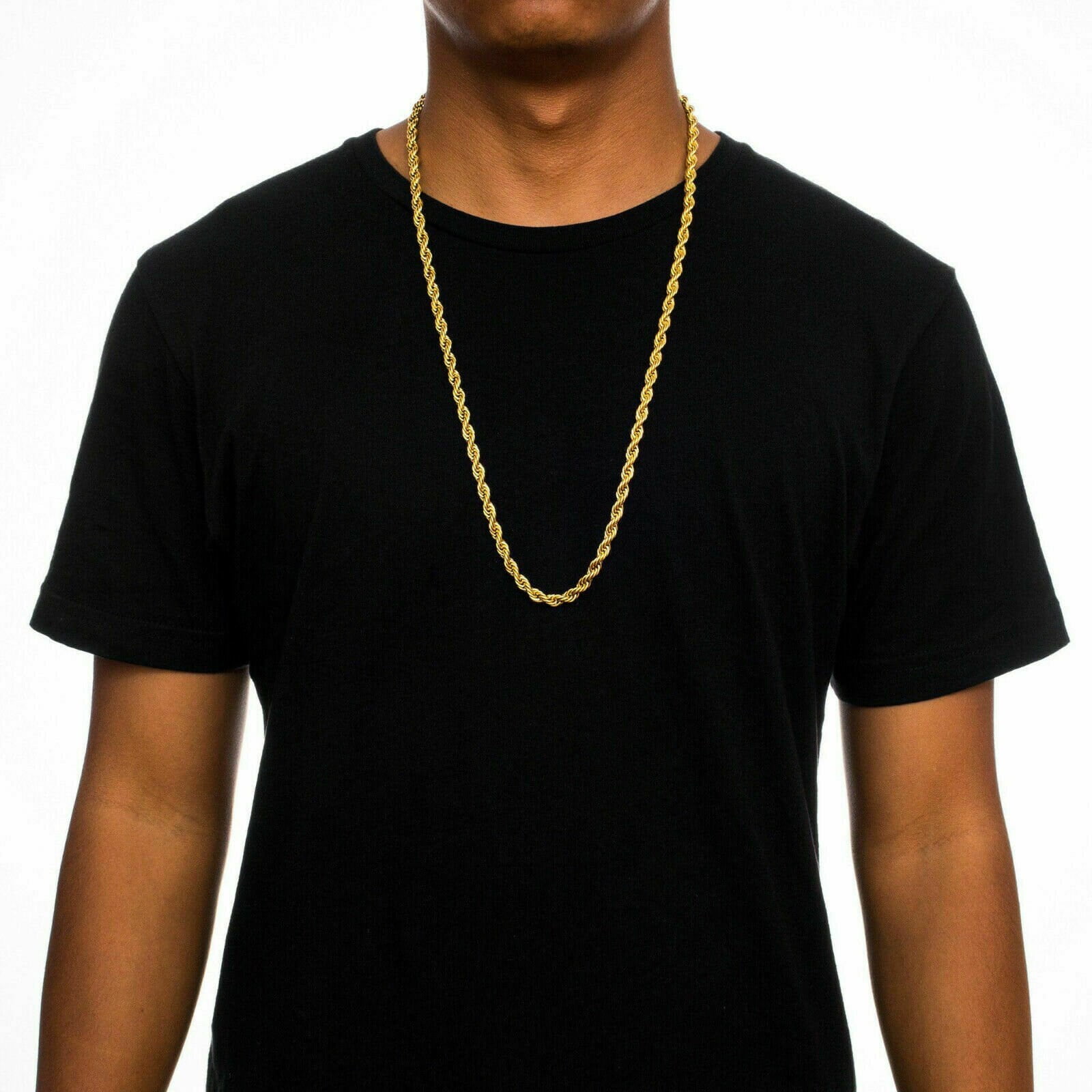 Italian Made Solid 10K Yellow Gold 2.5mm Thin Rope Chain Necklace ...