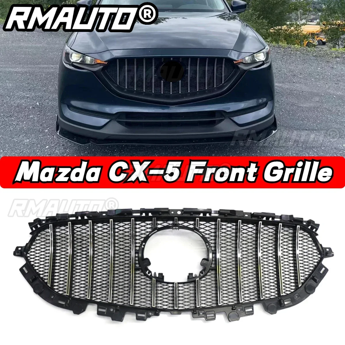 RMAUTO Car Front Bumper Grille Silver Black Racing Grills Exterior ...